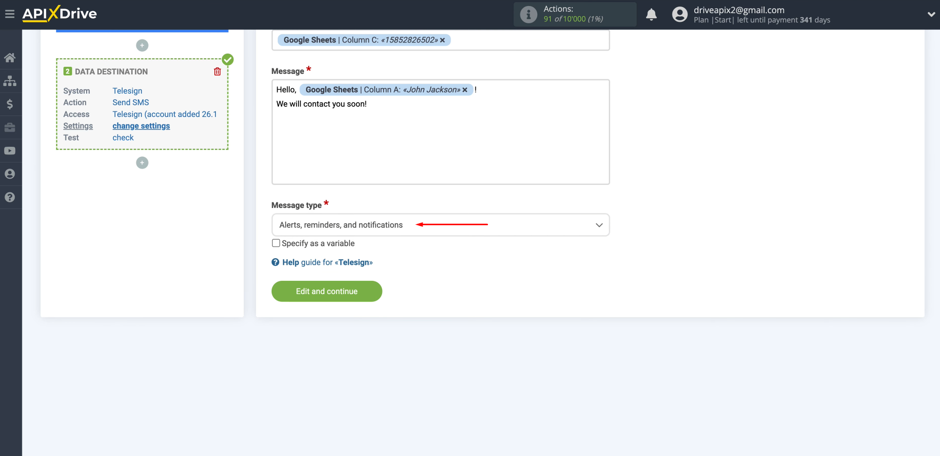 Setting up Google Sheets and Telesign Integration to Automate SMS Sending