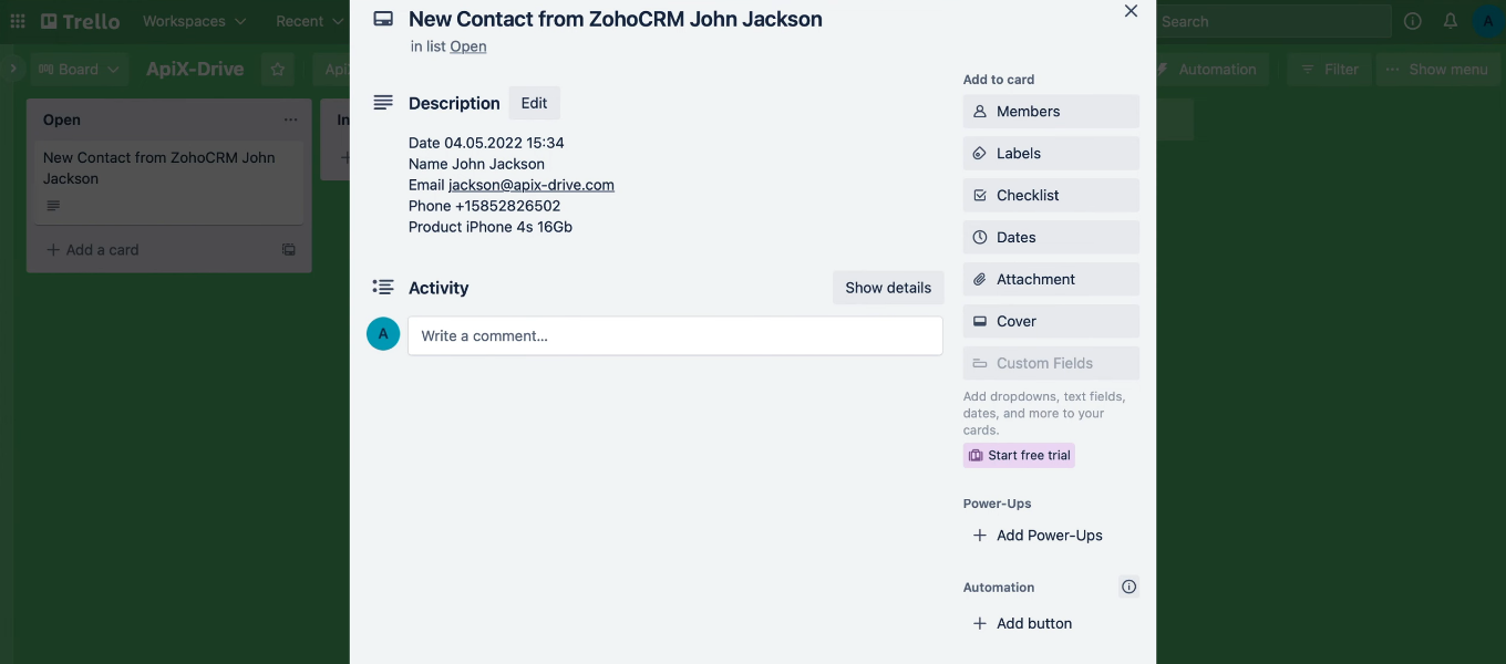 How to Connect Zoho CRM and Trello | Automatic conversion of Zoho CRM contacts to Trello tasks