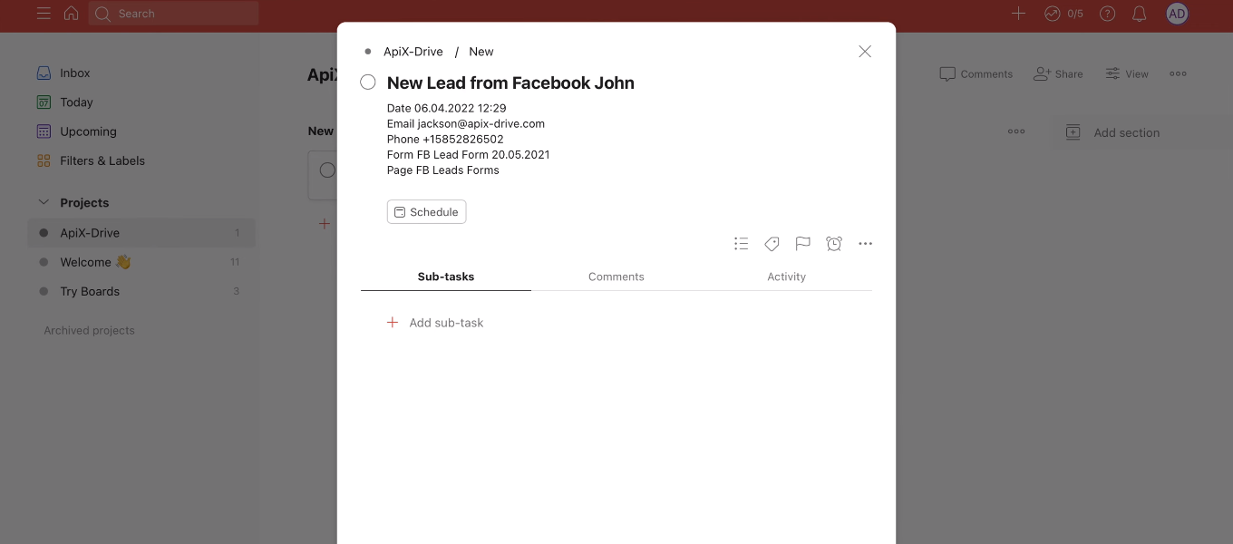 Facebook and Todoist Integration | How To Create Tasks From New Leads