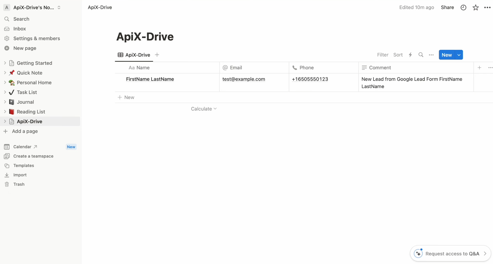 Google Lead Form and Notion Integration: Automatic Lead Transfer | ApiX-Drive