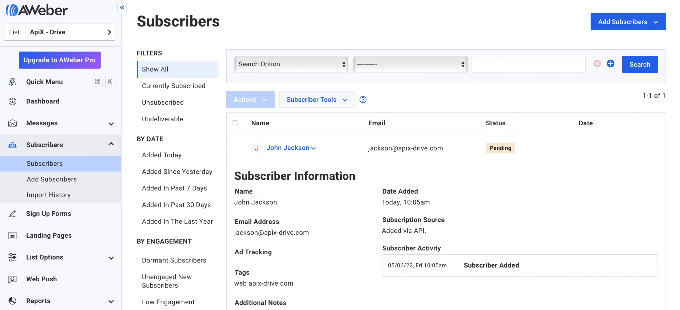 Hubspot and AWeber Integration | Import subscribers in AWeber