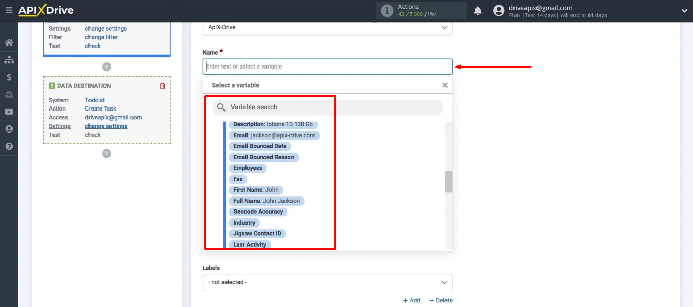 Salesforce CRM and Todoist integration without programming skills