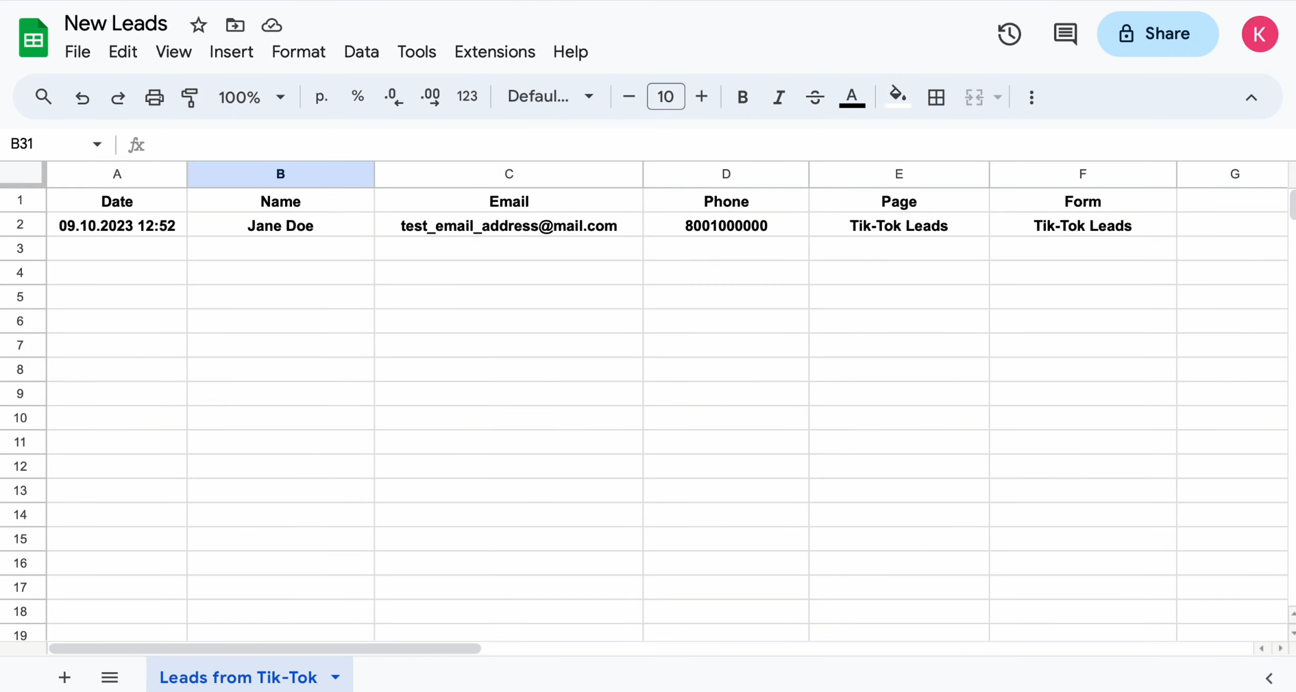 Instructions for Setting up TikTok and Google Sheets Integration for Auto-transfer of Leads