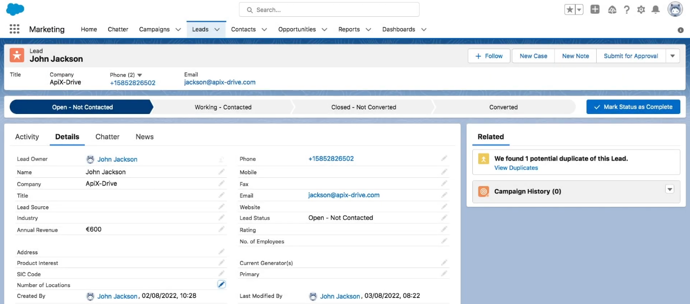 Integración de Salesforce CRM y Todoist sin conocimientos de programación