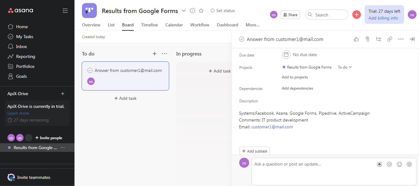 Cómo conectar Google Forms a Asana: conversión automática de resultados de formularios en tareas